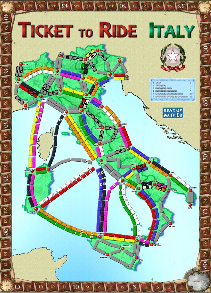 Ticket to Ride Italy – Italy map for the Ticket to Ride boardgame